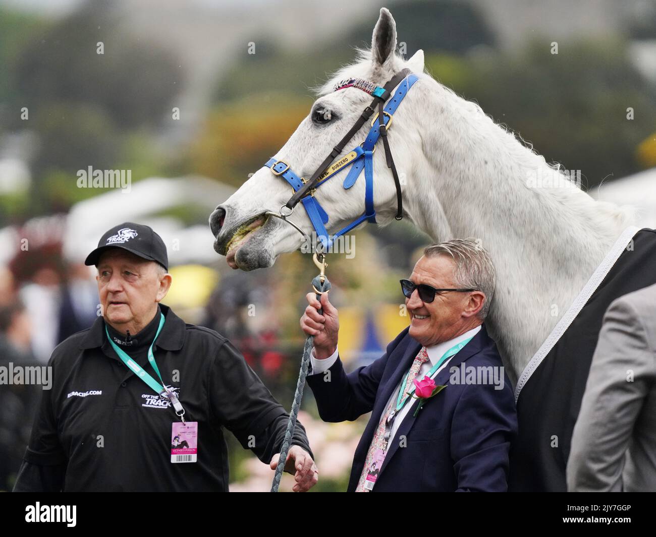 Former jockey Greg Hall poses with 1992 Melbourne Cup winner Subzero ...