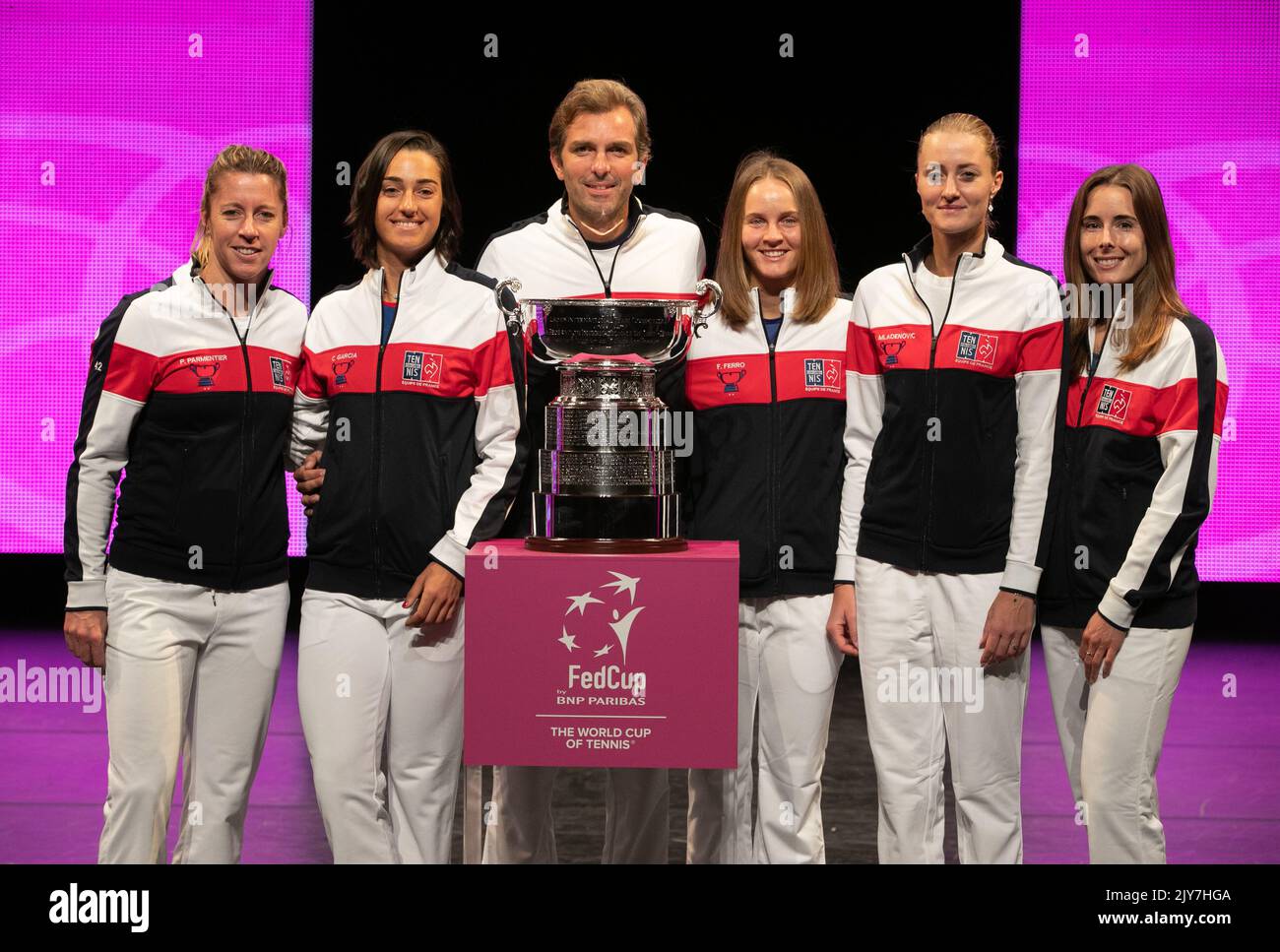 Team France during the official draw of 2019 Fed Cup at the Heath ...