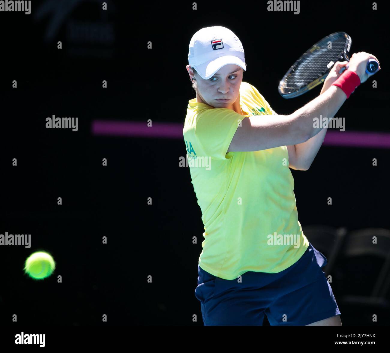 World No.1 Ashleigh Barty in action during a Fed Cup Finals training ...