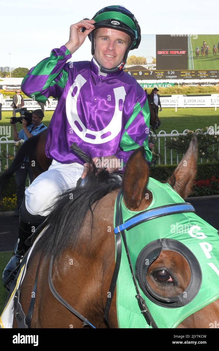 Jockey Tommy Berry returns to scale after riding Stephan to victory in ...