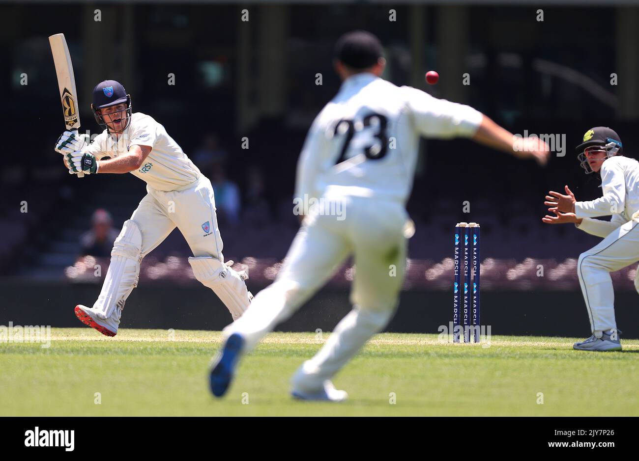 New South Wales batsman Daniel Solway hits a shot during the Marsh ...