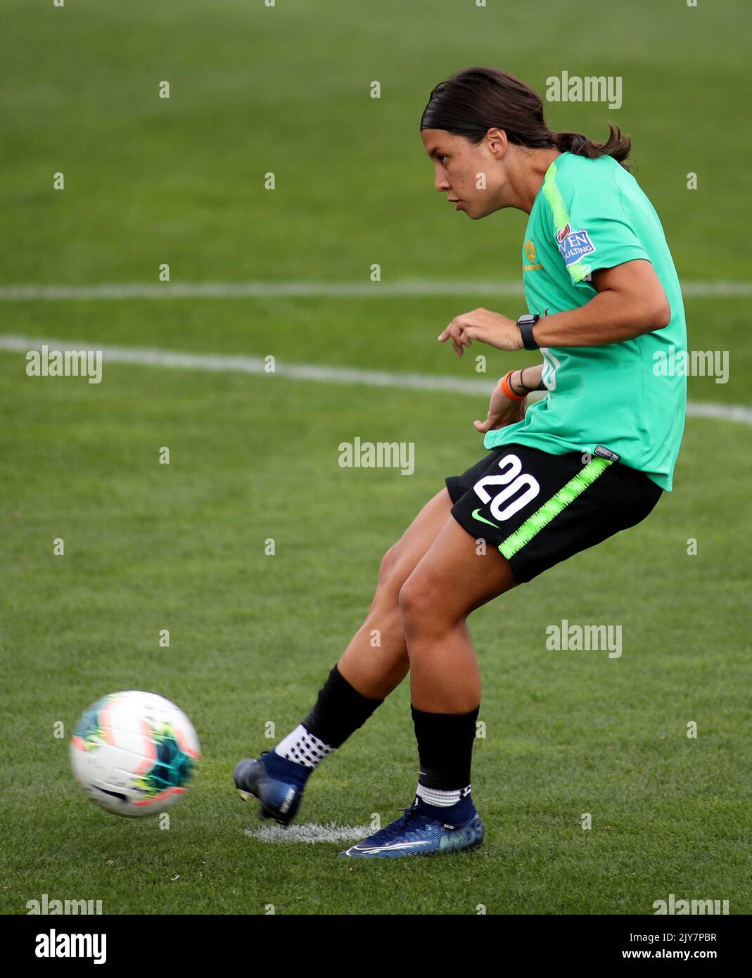 Sam Kerr during an Australian Matildas training session at Hindmarsh ...
