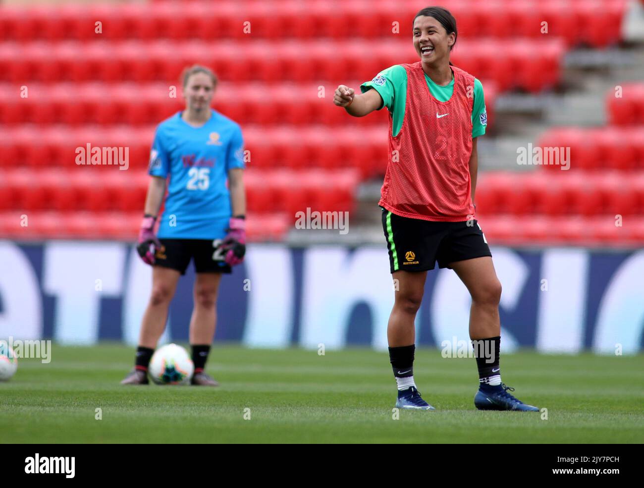 Sam Kerr during an Australian Matildas training session at Hindmarsh ...