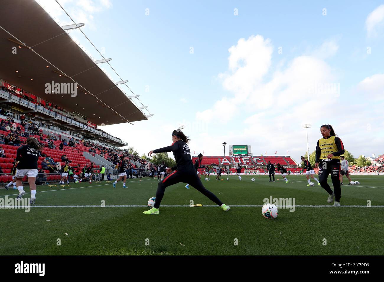 Chile warms up during the International friendly match between ...