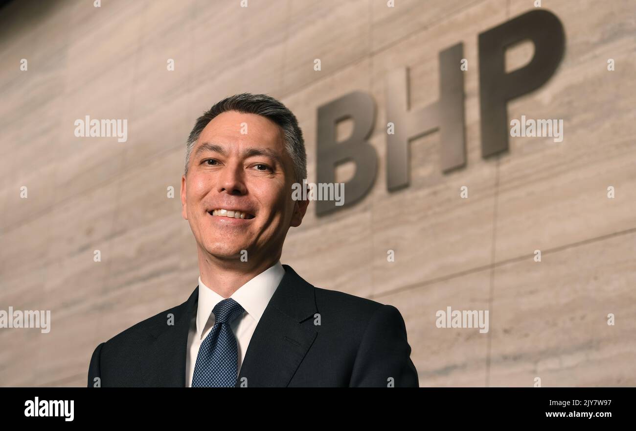 BHP CEO-Elect Mike Henry poses for a photograph following a press ...