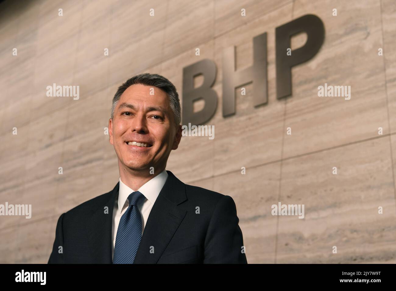 BHP CEO-Elect Mike Henry poses for a photograph following a press ...