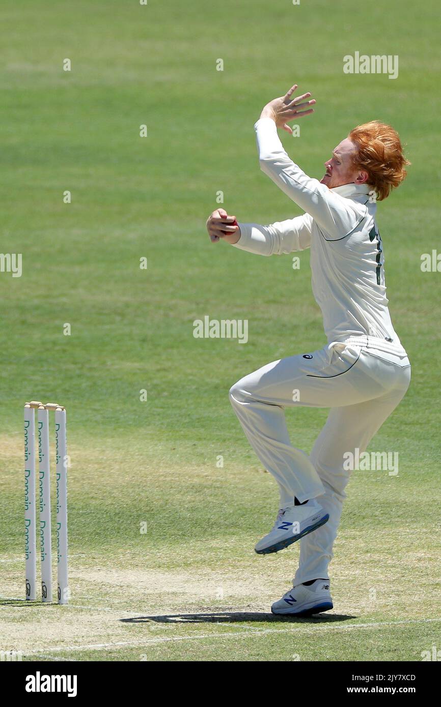 Lloyd Pope of Australia bowls during day 1 of the Men's Tour match ...