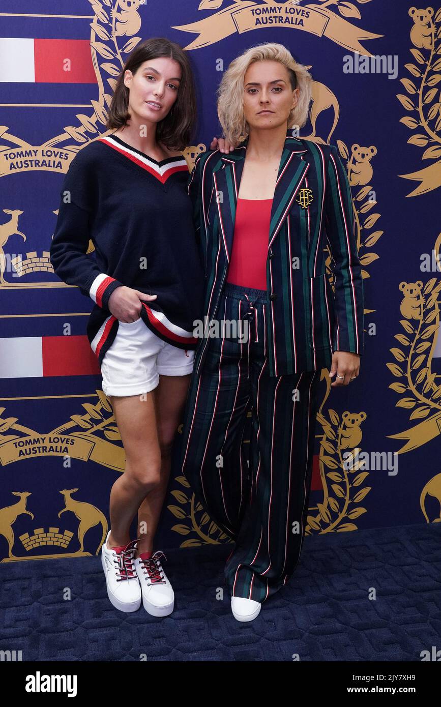 Moana Hope and her wife Isabella Carlstrom pose during a Tommy Hilfiger ...