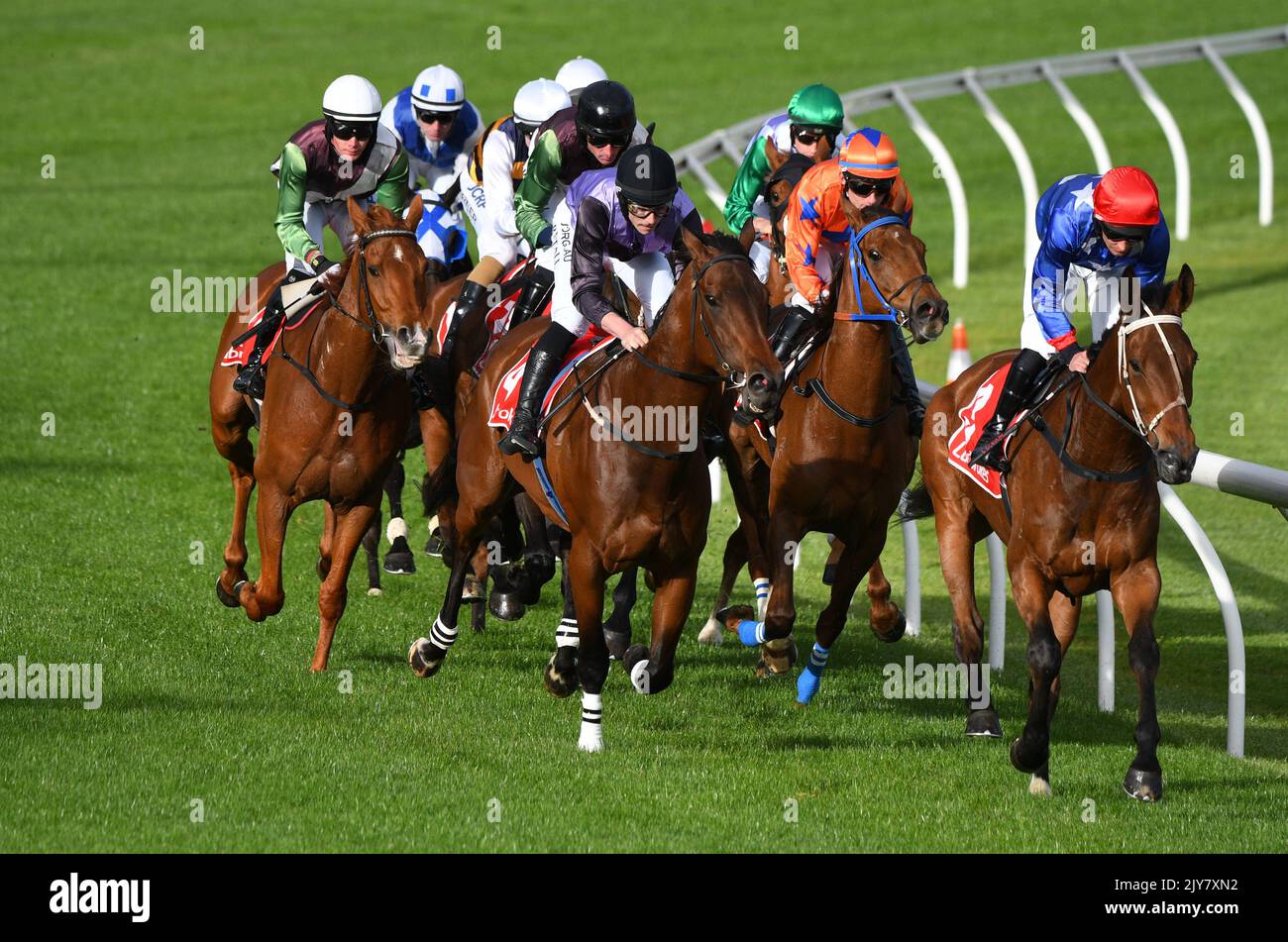 Jockey Tom Ryan rides Firefree (RED CAP) to victory in race 1, BM78 ...