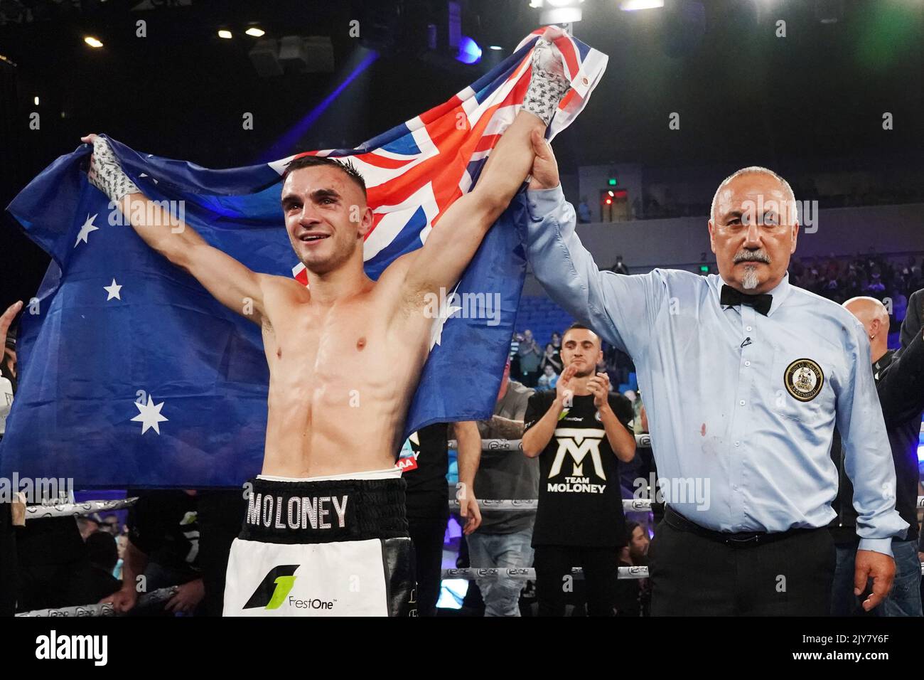 Andrew Maloney celebrates his win against Elton Darry during the Code ...