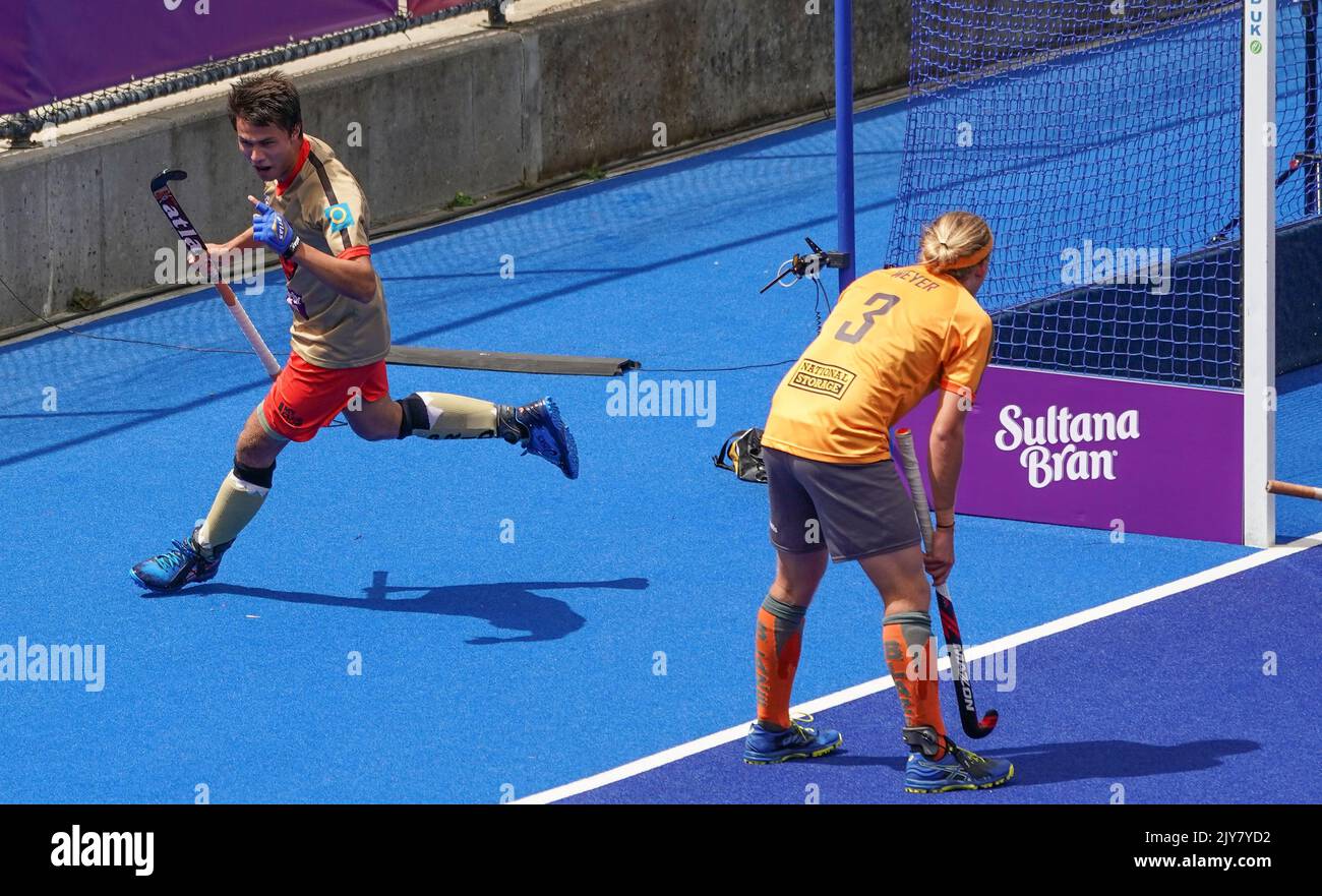 Timothy Brand of NSW Pride celebrates after scoring a goal during the ...