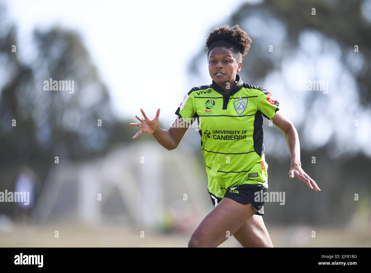 Simone Charley of Canberra United in action during Round 1 W-League ...