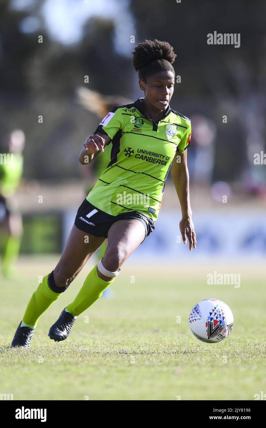 Simone Charley of Canberra United in action during Round 1 W-League ...