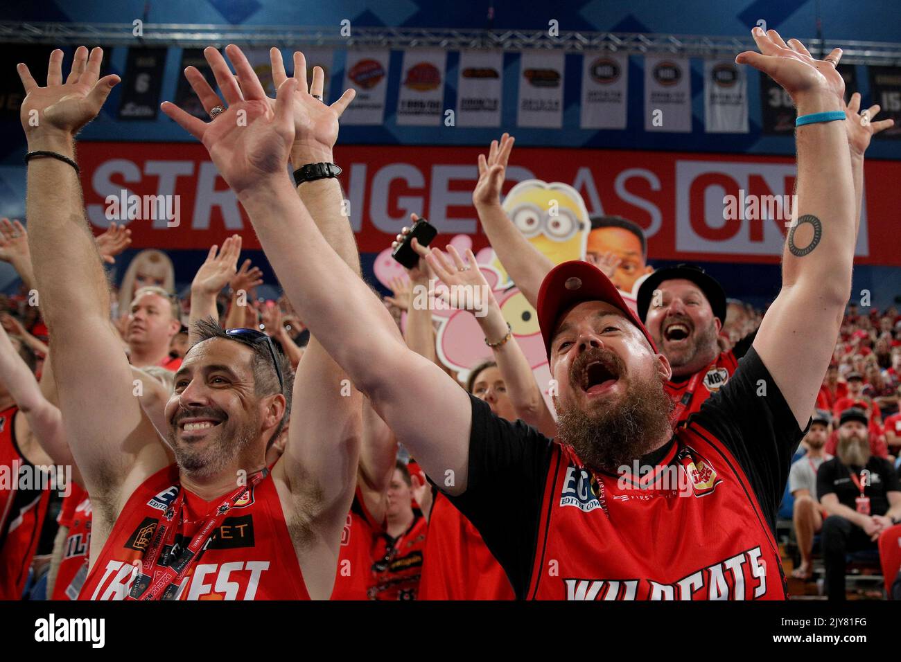 Fans cheer during the Round 7 NBL match between the Perth Wildcats and ...