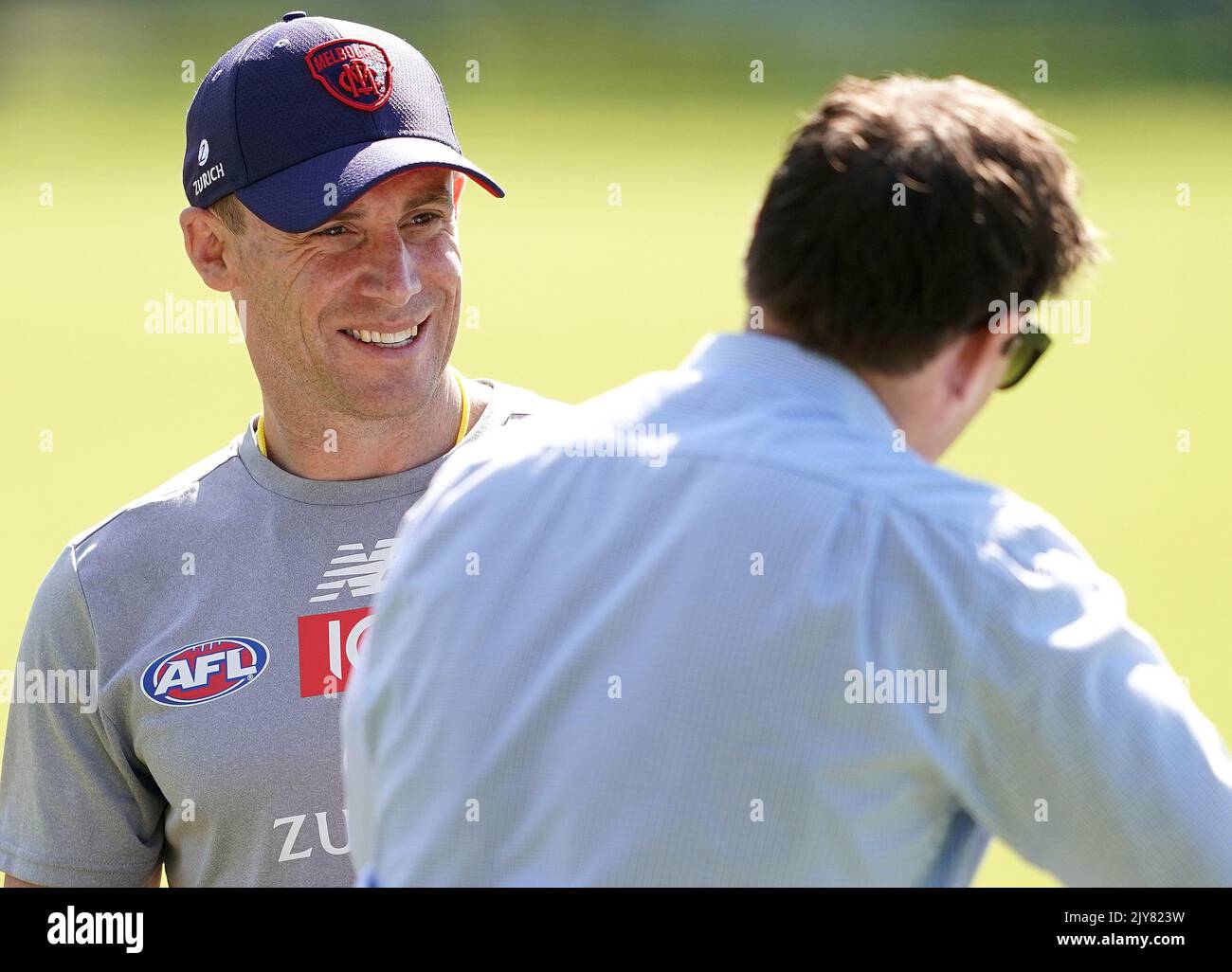 Melbourne coach Simon Goodwin during a Melbourne Football Club training ...