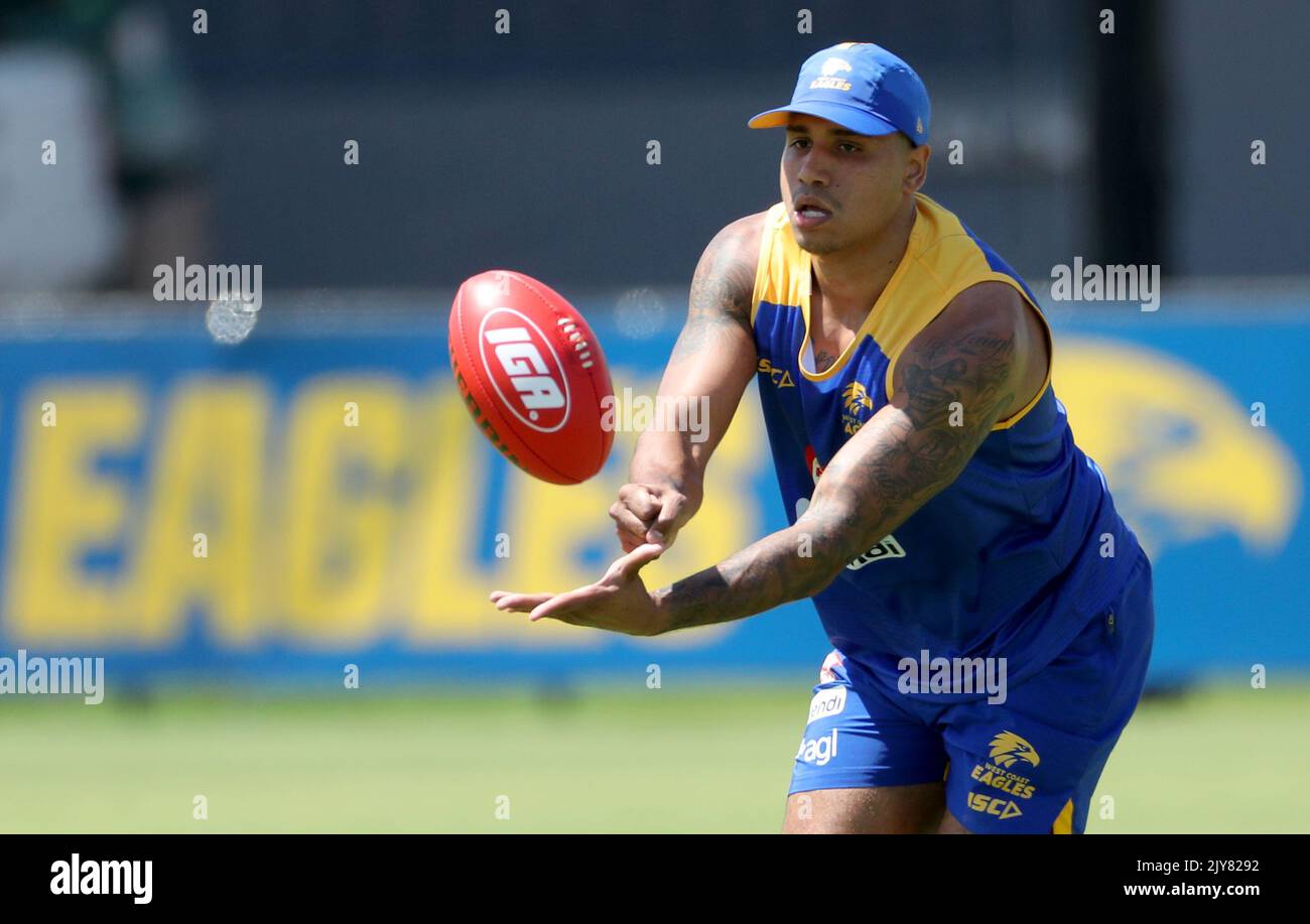 Tim Kelly is seen during a West Coast Eagles training session at ...