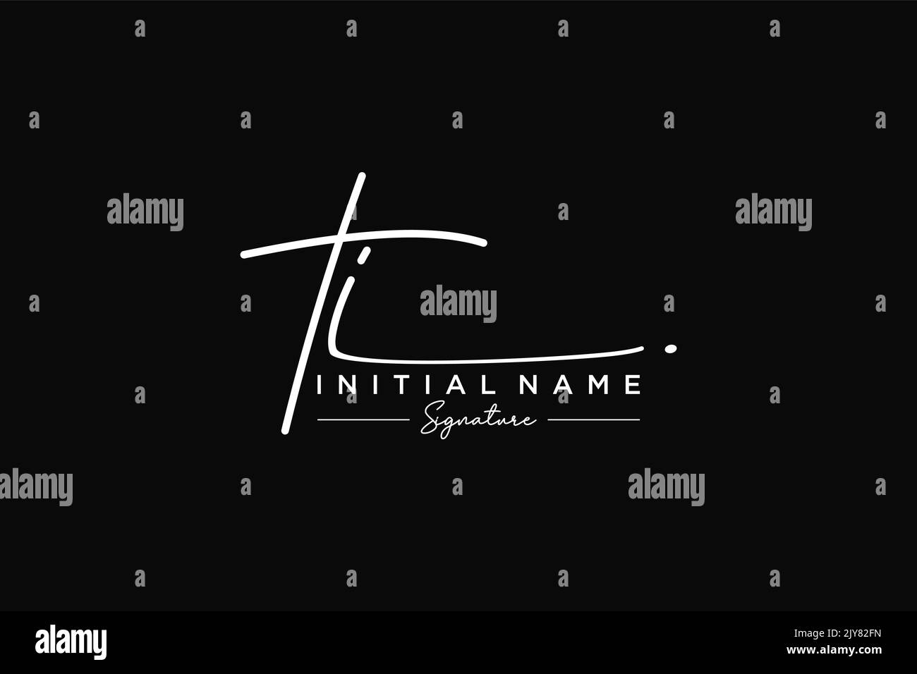 TI signature logo template vector. Hand drawn Calligraphy lettering ...