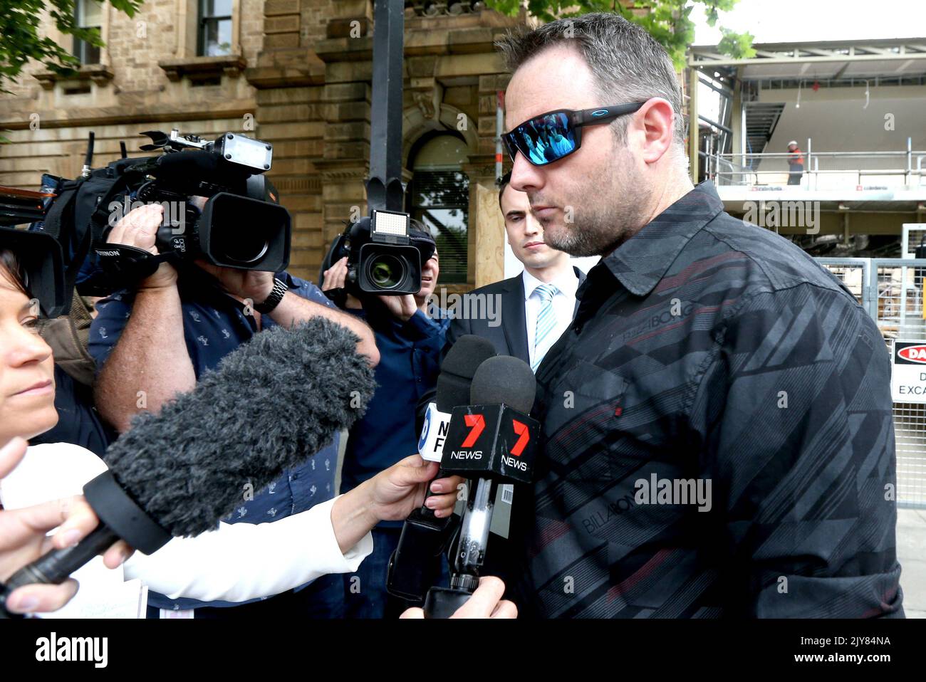 Marcus Rayner, partner of Stacey Panozzo, leaves the Magistrates court ...