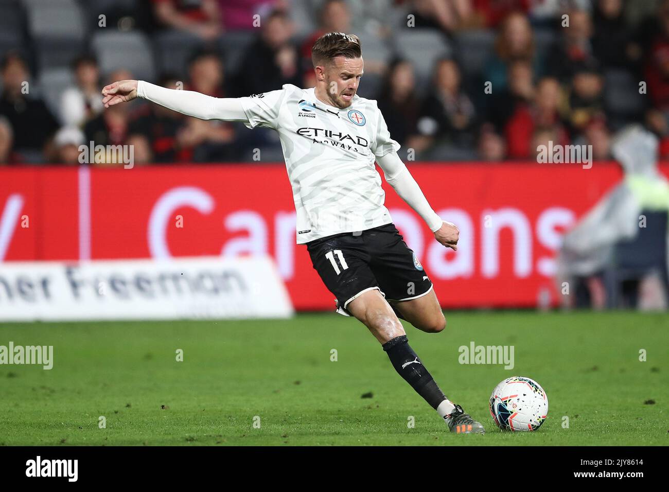 Craig Noone of Melbourne City shoots for goal during the Round 7 A ...