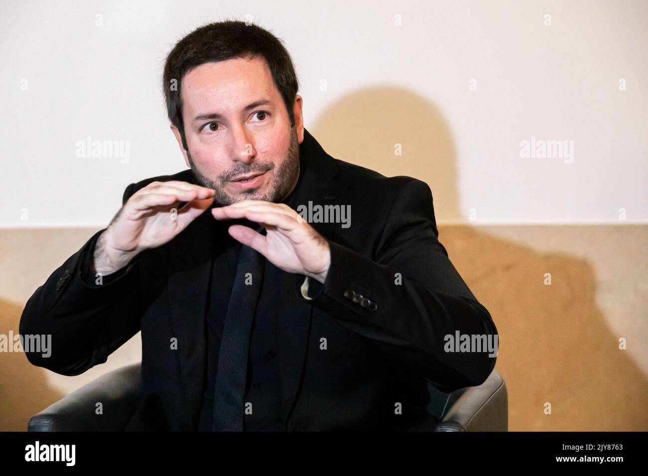 Porto, Portugal. 07th Sep, 2022. Curator Antonio Choupina, explains the ...