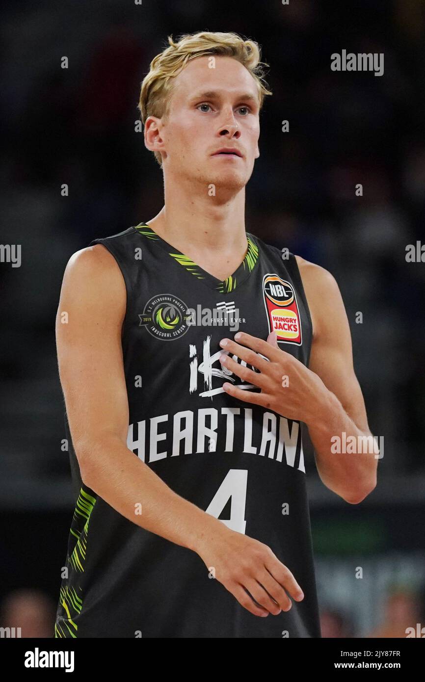 Kyle Adnam of the Phoenix reacts after defeat during the Round 8 NBL ...
