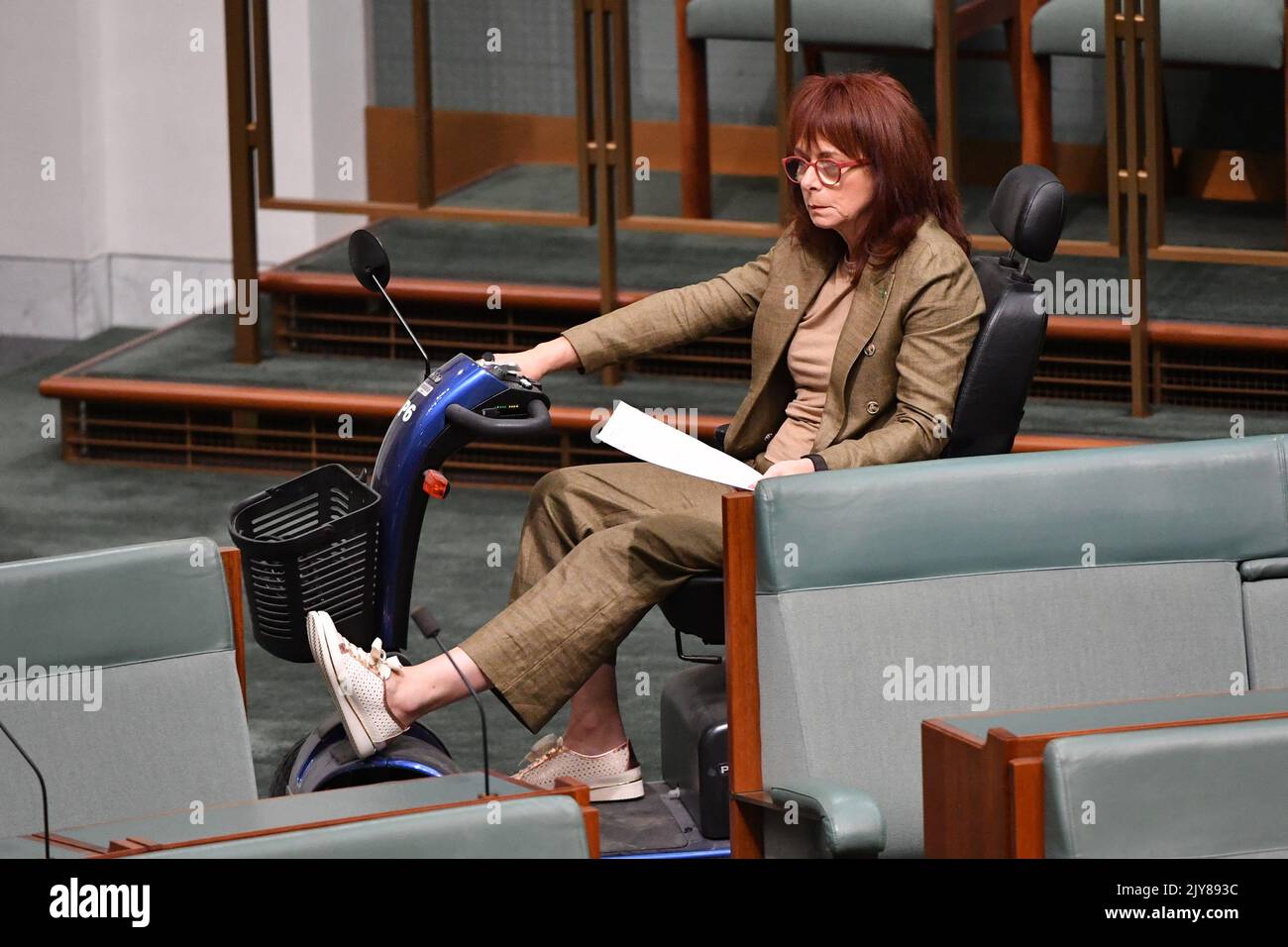 Nationals member for Mallee Dr Anne Webster on a motor scooter during ...