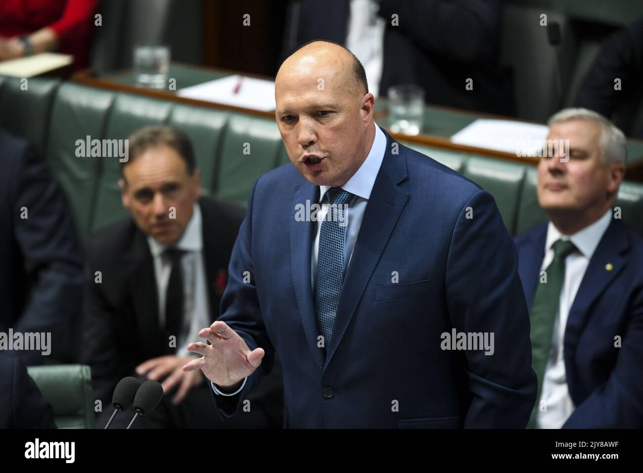 Australian Home Affairs Minister Peter Dutton speaks during House of ...