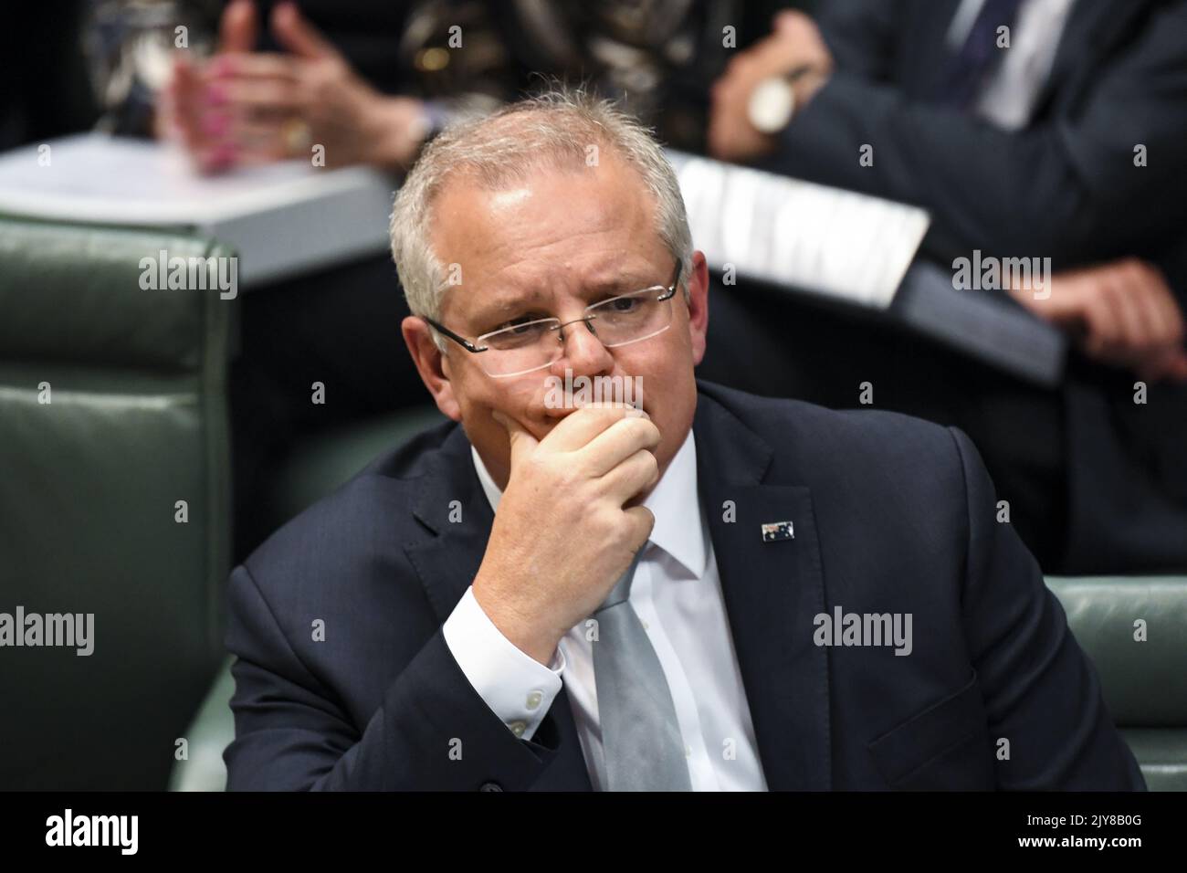 Australian Prime Minister Scott Morrison reacts during House of ...