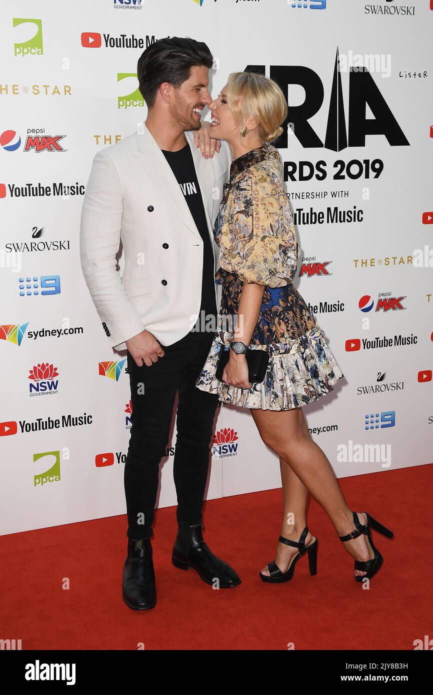 Matt Price and Jess Dunbar arrive at the 33rd Annual ARIA Music Awards ...