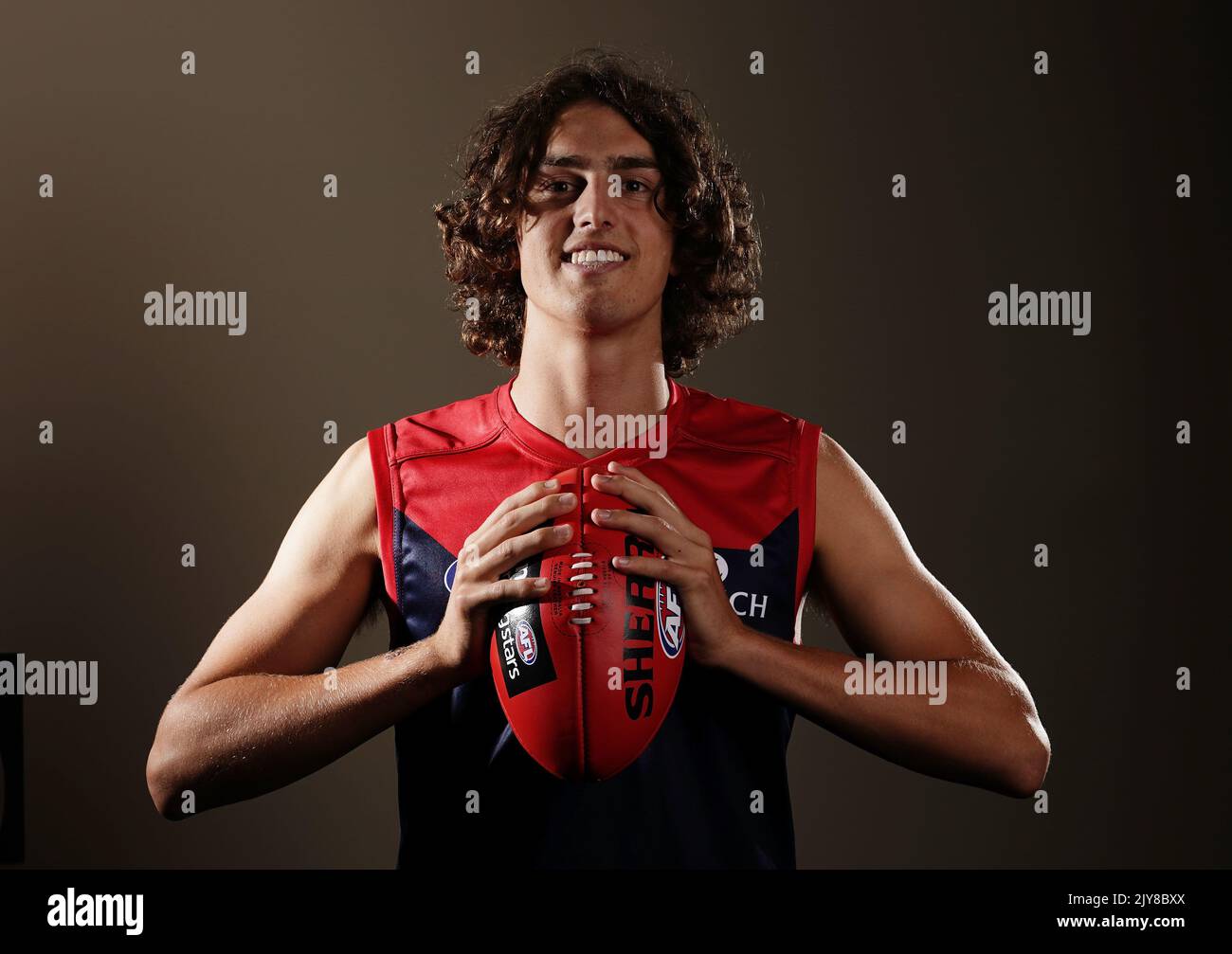 Luke Jackson of the Melbourne Demons poses for a photograph during the ...