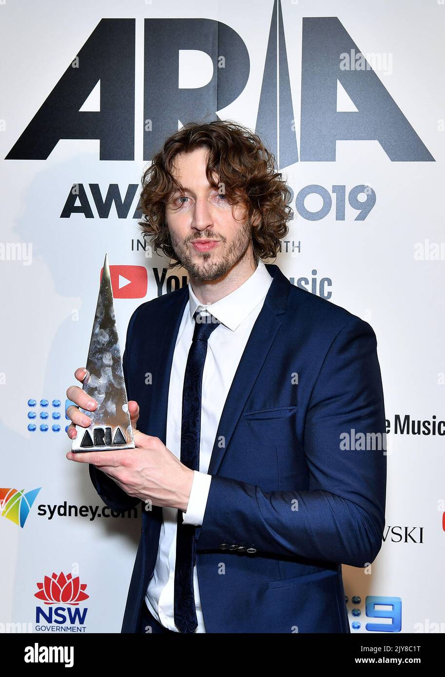 Dean Lewis poses for a photograph after winning the Album Of The Year ...