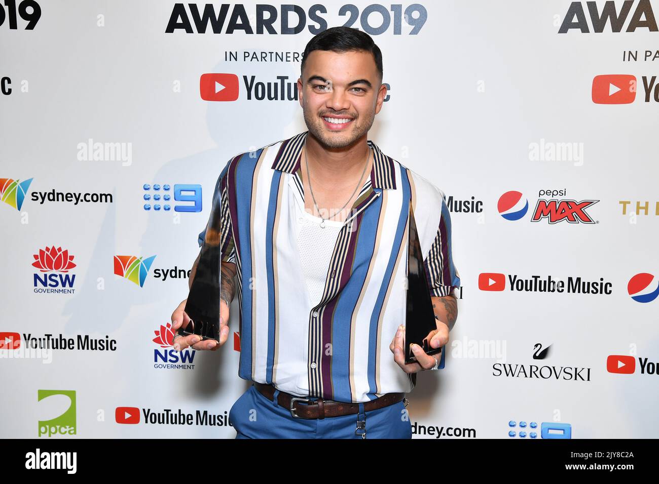Guy Sebastian poses for a photograph after winning the Best Video and ...