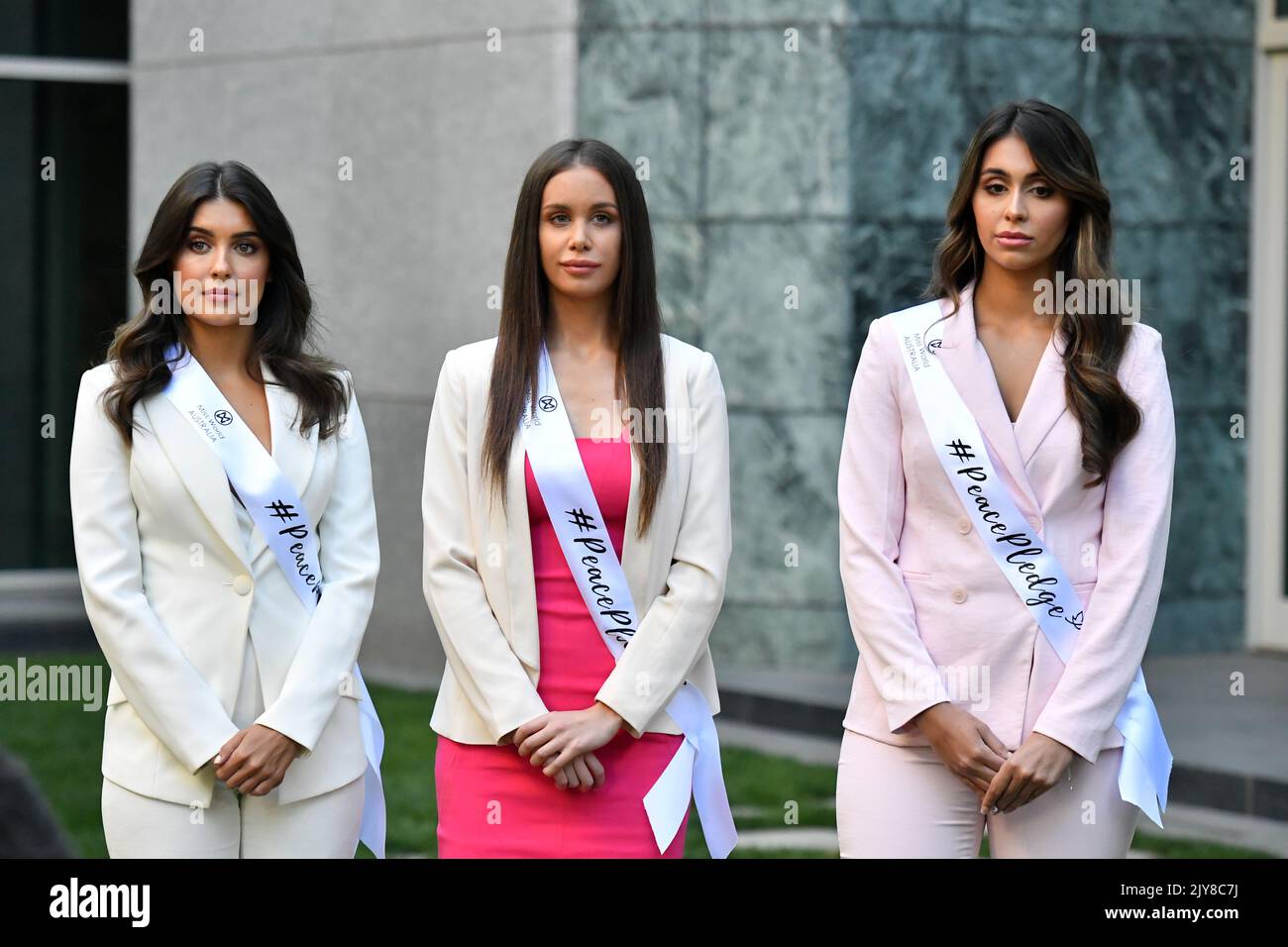 Miss World Australia contestants (L-R) Taylah Cannon, Esma Voloder and ...