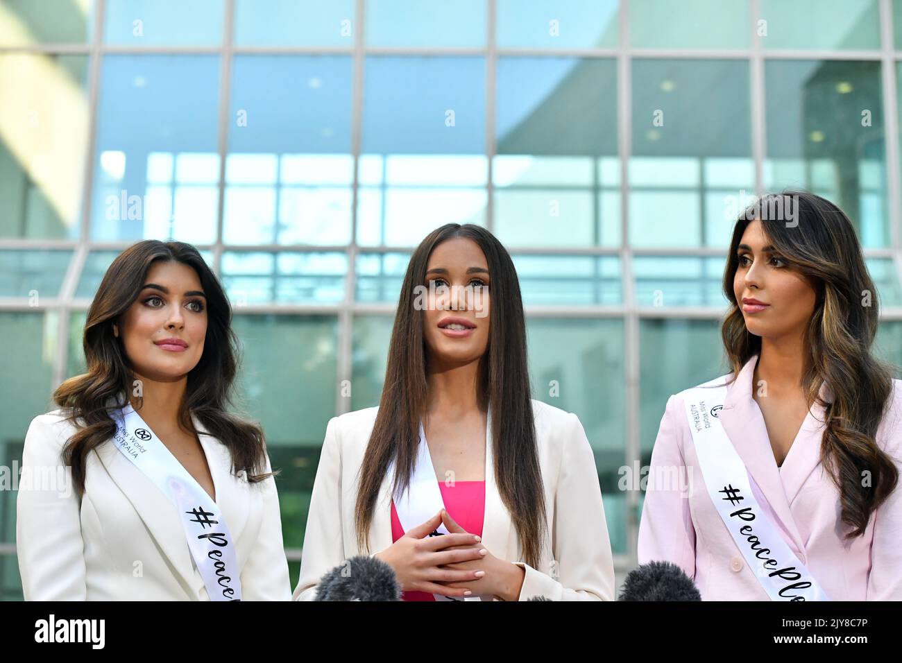 Miss World Australia contestants (L-R) Taylah Cannon, Esma Voloder and ...