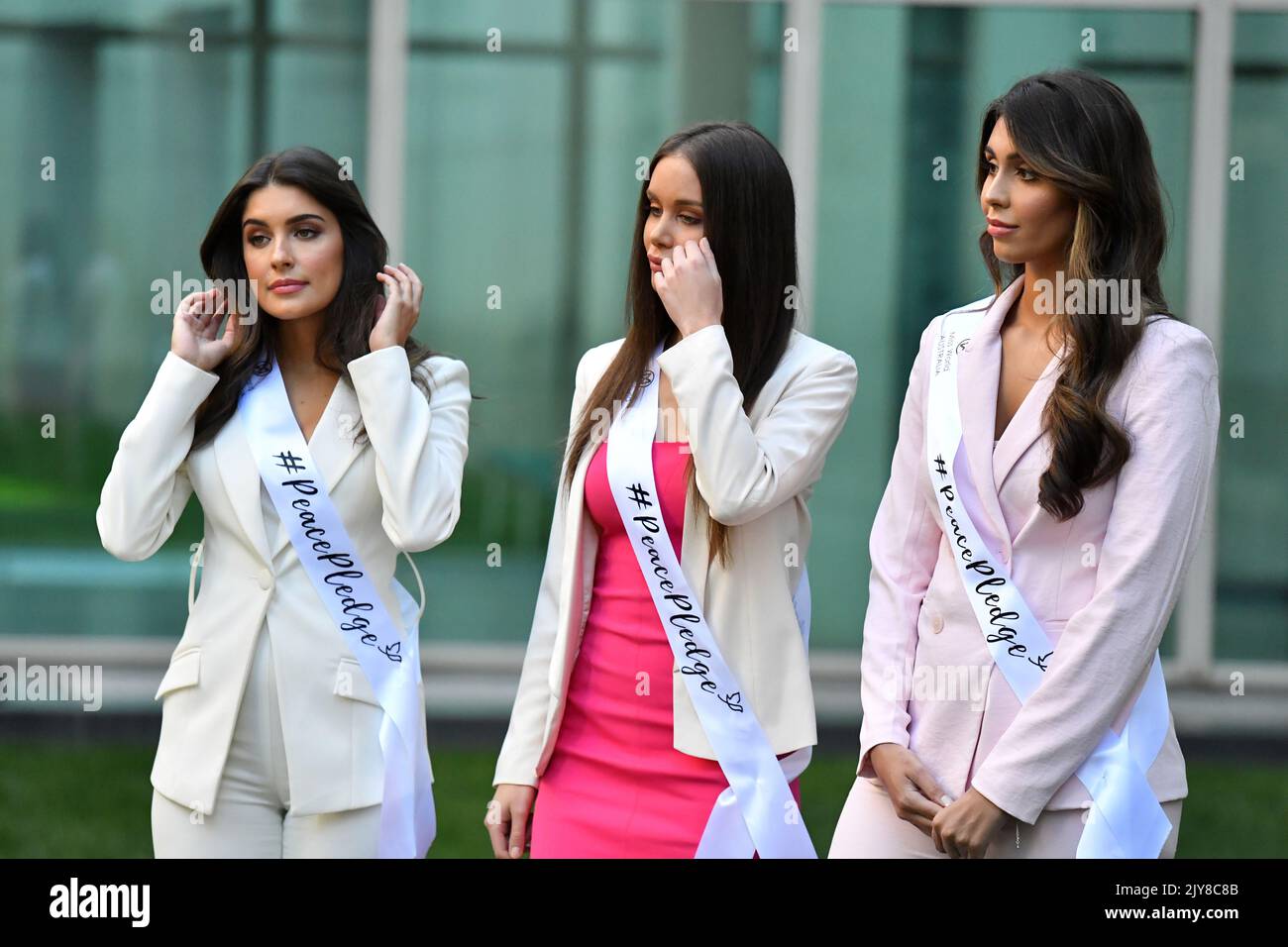 Miss World Australia contestants (L-R) Taylah Cannon, Esma Voloder and ...