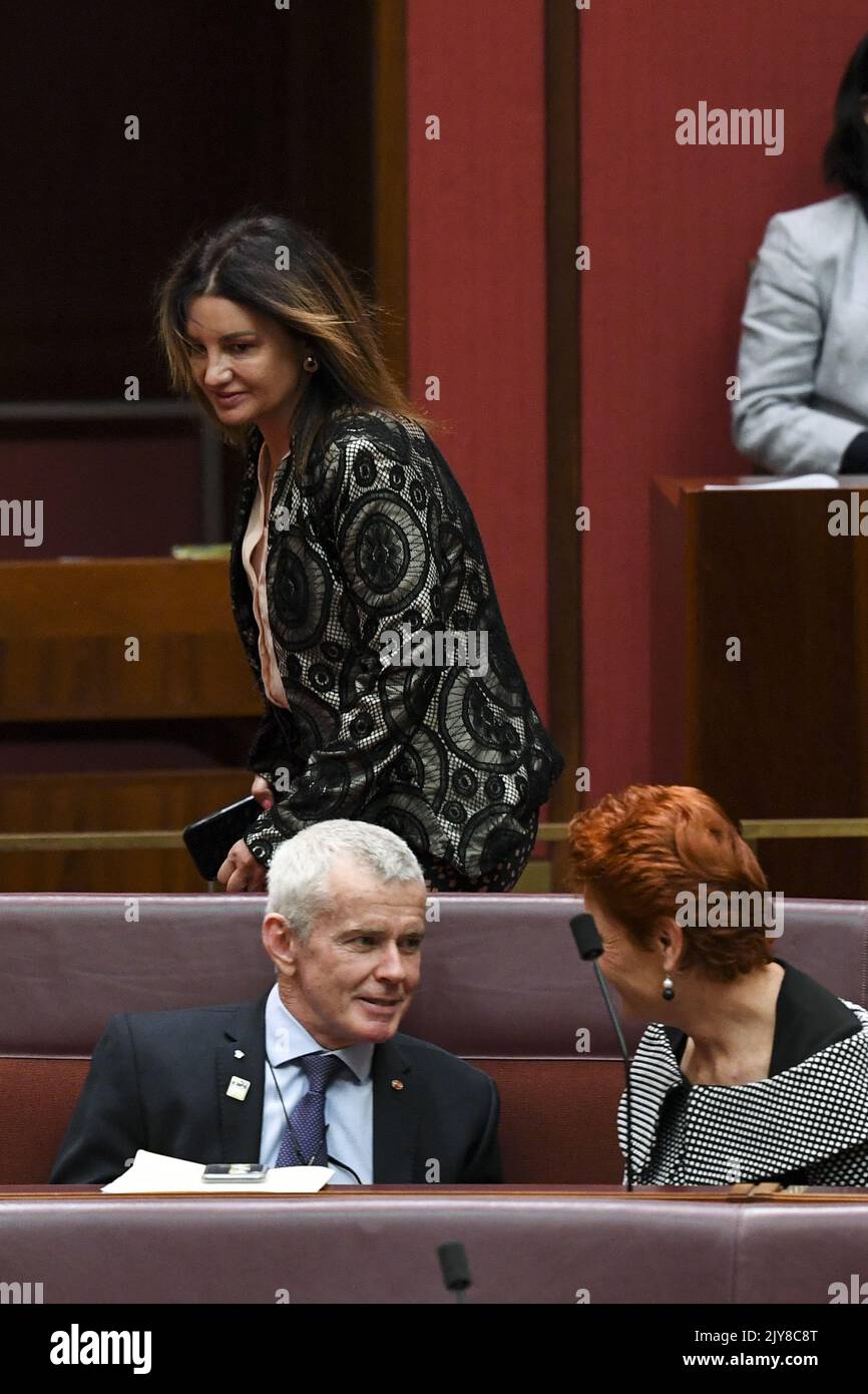 Crossbench Senator Jacqui Lambie is seen during a division in the ...