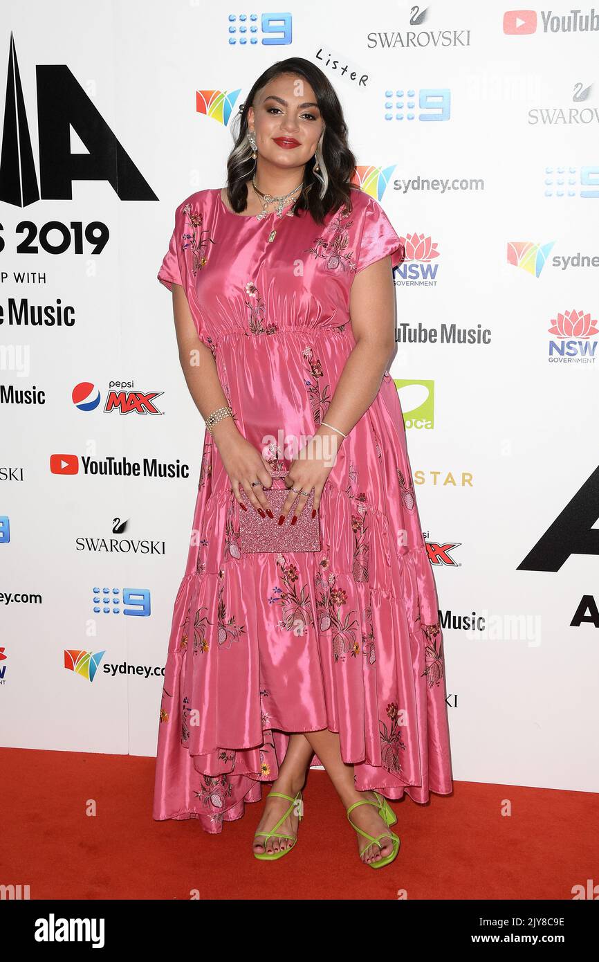 Thelma Plum arrives at the 33rd Annual ARIA Music Awards at The Star in ...