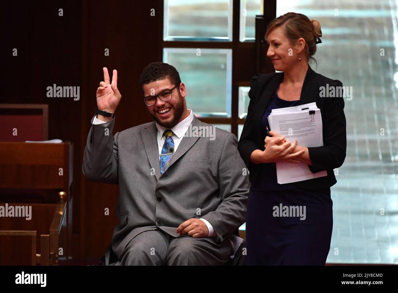 Greens Senator Jordon Steele-John gestures after the vote on the ...