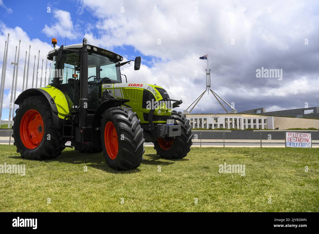 A tractor is seen parked near the 'Can the Murray-Darling Basin Plan ...
