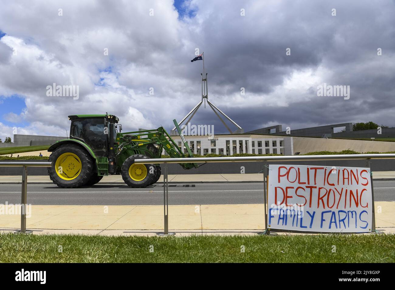 A tractor is seen parked near the 'Can the Murray-Darling Basin Plan ...