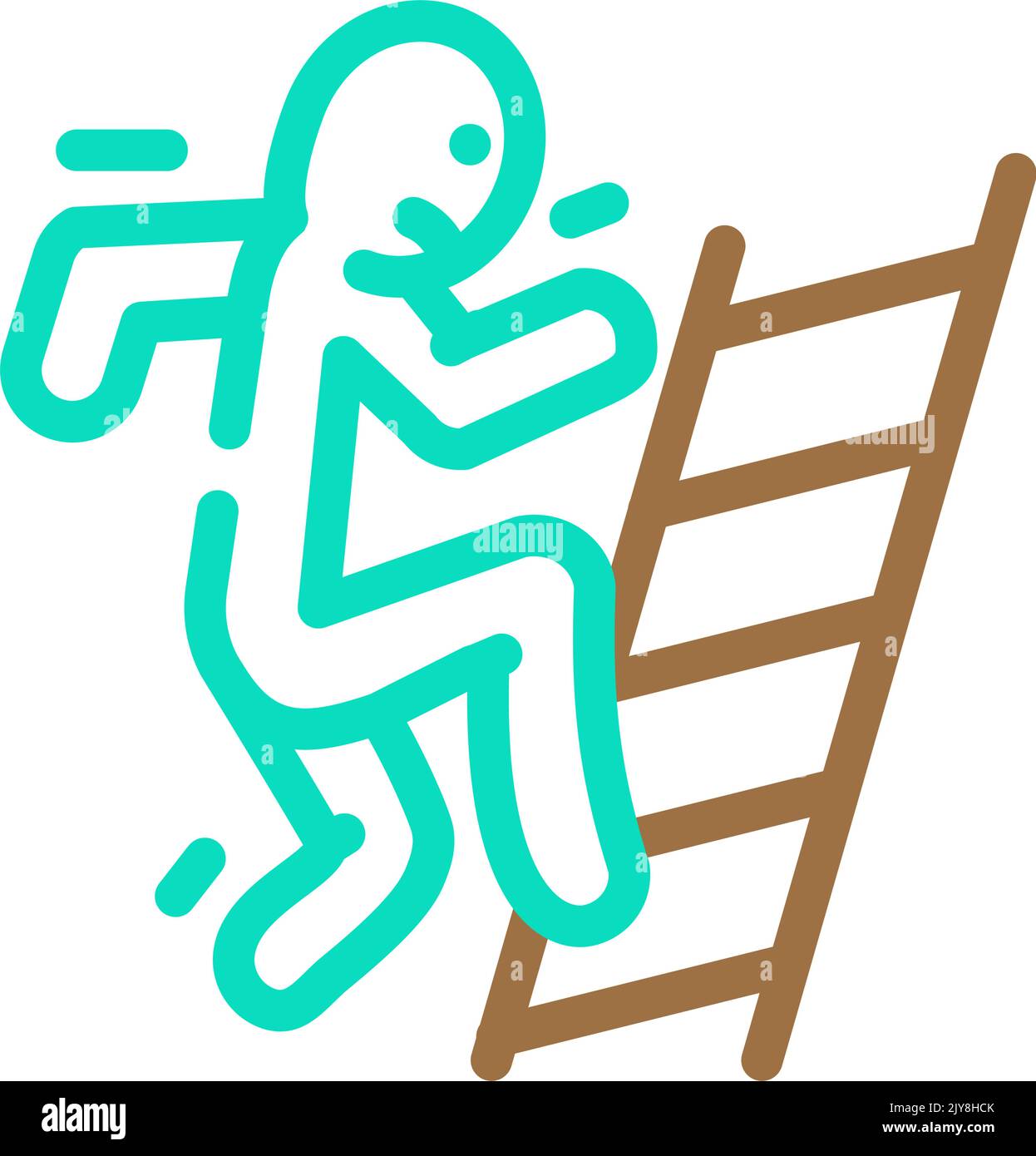 fall ladder accident color icon vector illustration Stock Vector Image ...