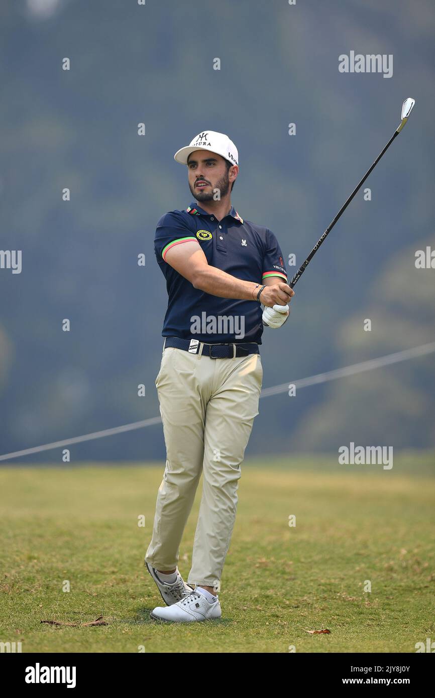 Abraham Ancer of Mexico plays a shot on the 14th hole during a practice ...