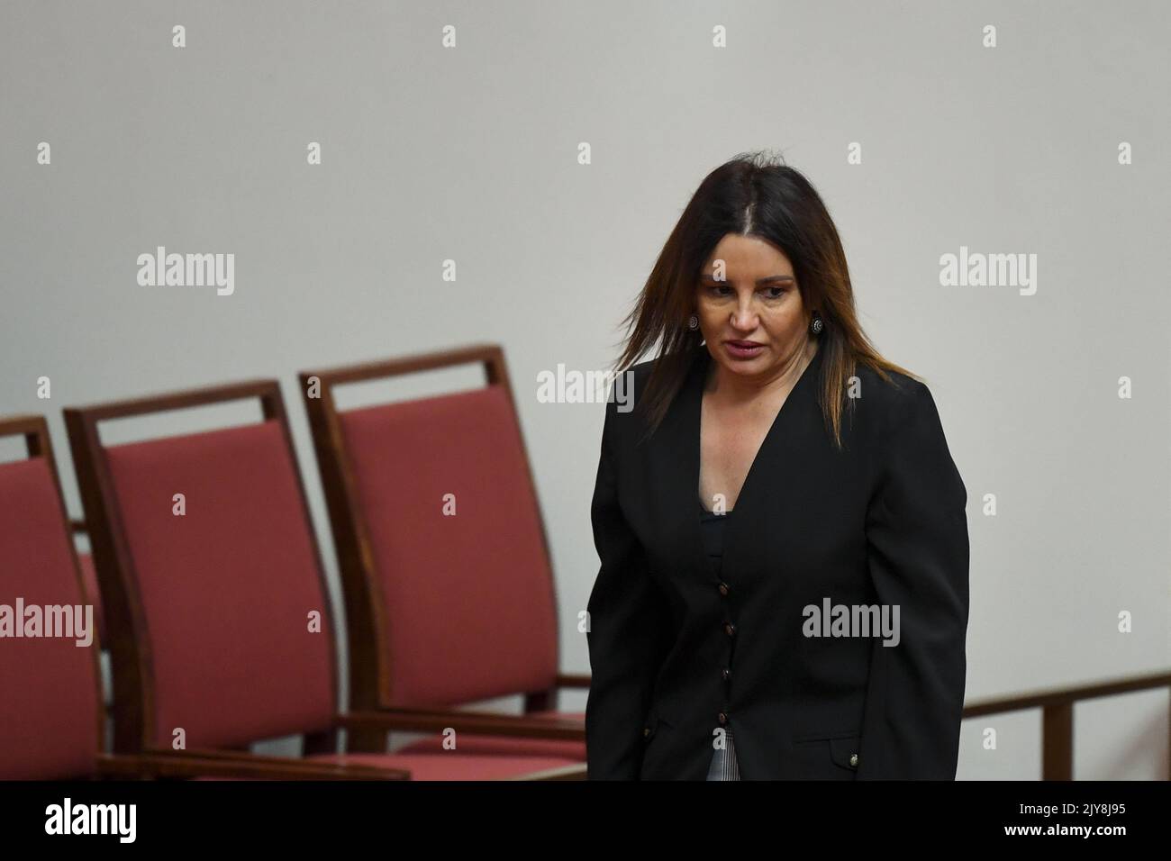 Crossbench Senator Jacqui Lambie reacts during debate in the Senate ...