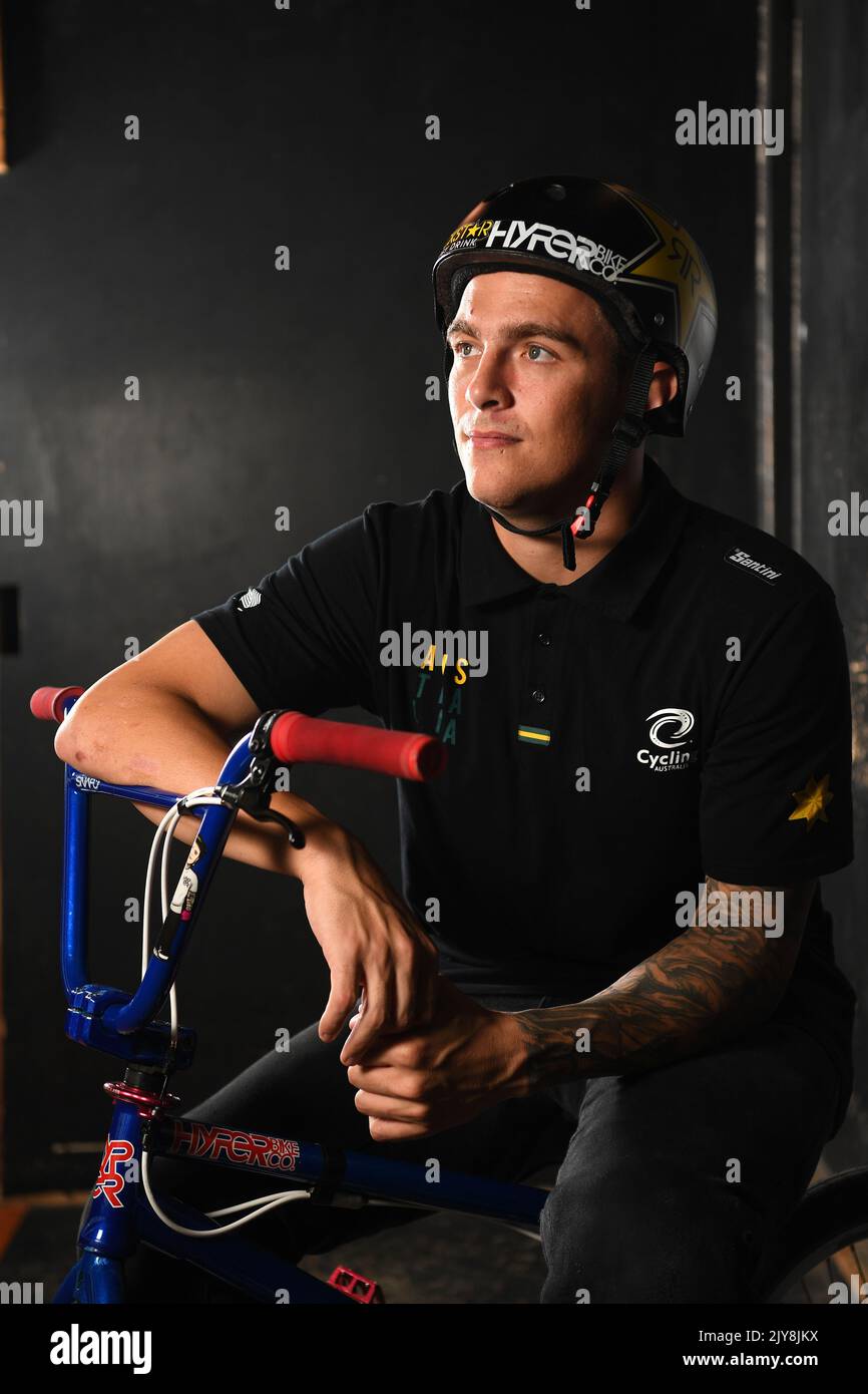 BMX rider Brandon Loupos poses for a photograph at the Rampfest Indoor ...