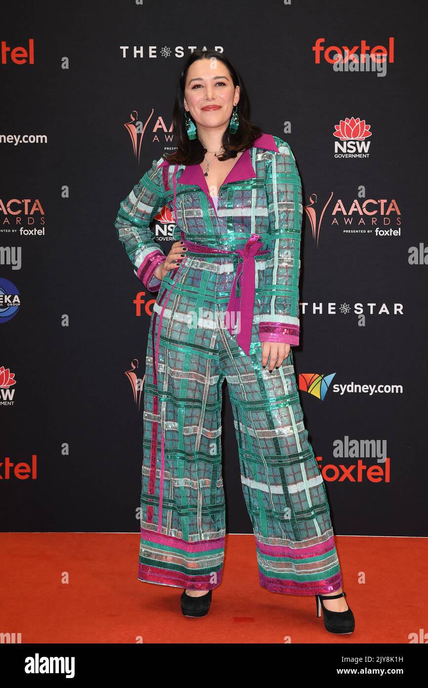 Gen Fricker arrives at the 2019 AACTA Awards at the Star in Sydney ...