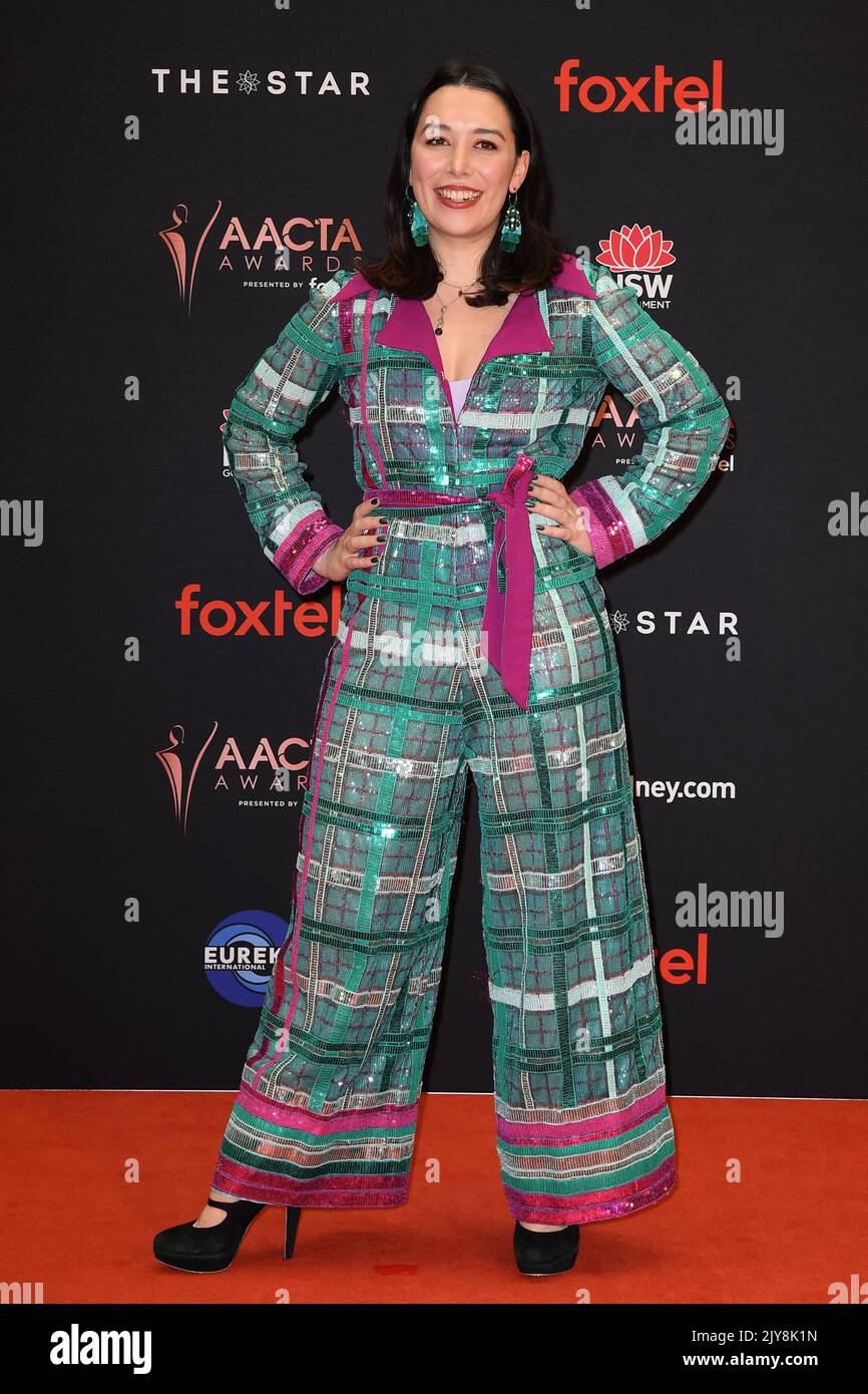 Gen Fricker arrives at the 2019 AACTA Awards at the Star in Sydney ...