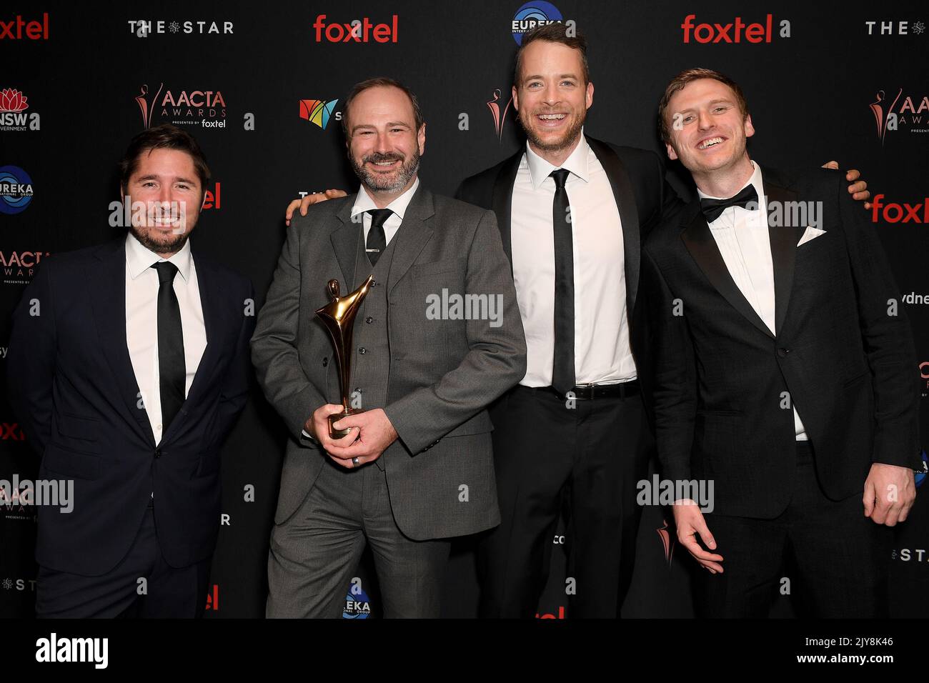 Hamish Blake (second right) poses for a photograph with Endemol Shine ...