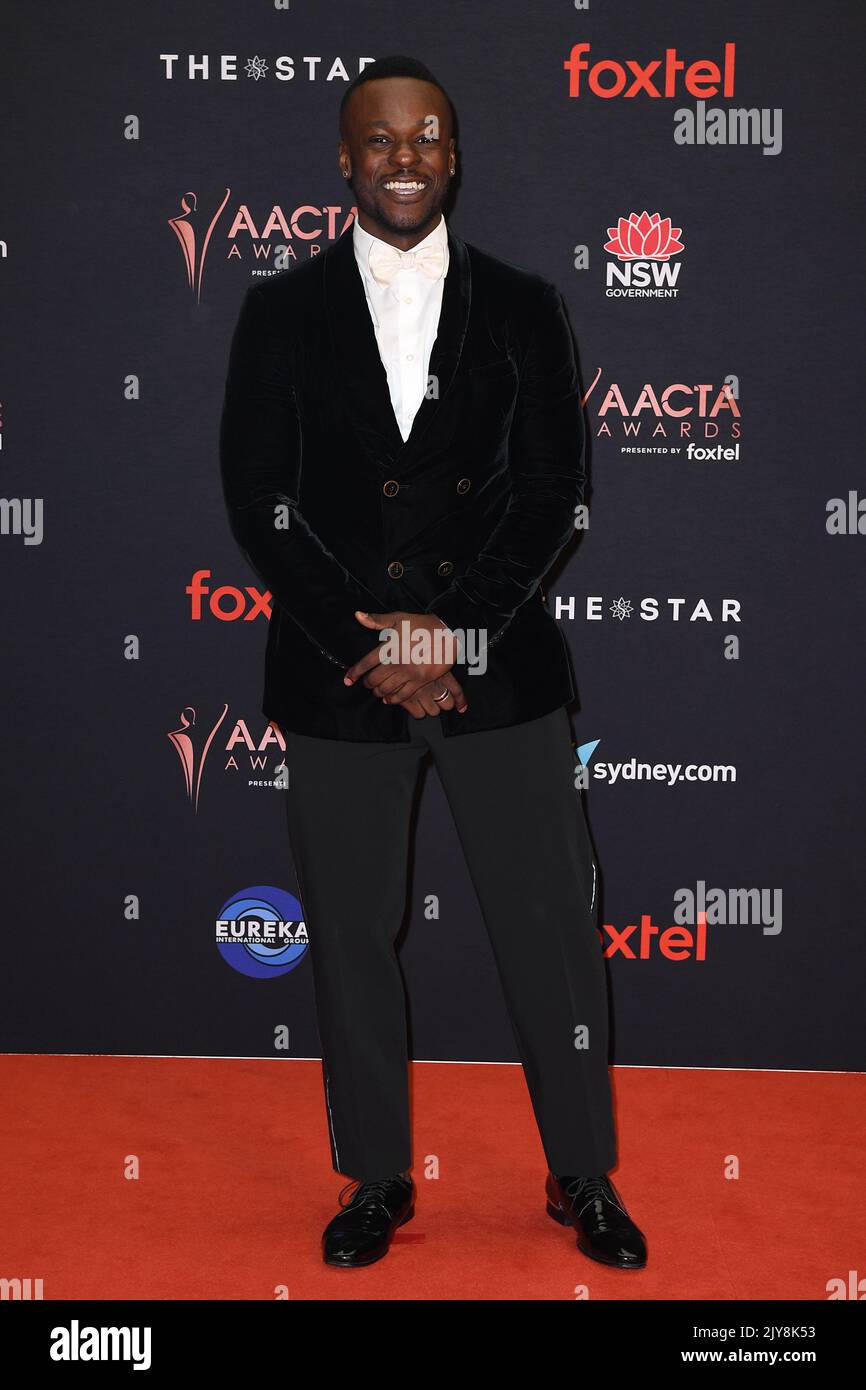 Tim Omaji arrives at the 2019 AACTA Awards at the Star in Sydney ...