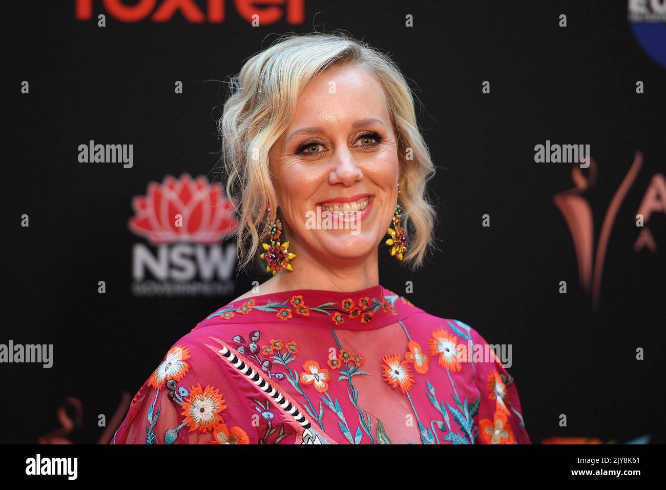 Claire Hooper arrives at the 2019 AACTA Awards at the Star in Sydney ...