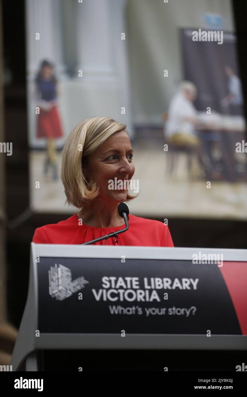 CEO of the Victorian State Library Kate Torney speaks during the ...